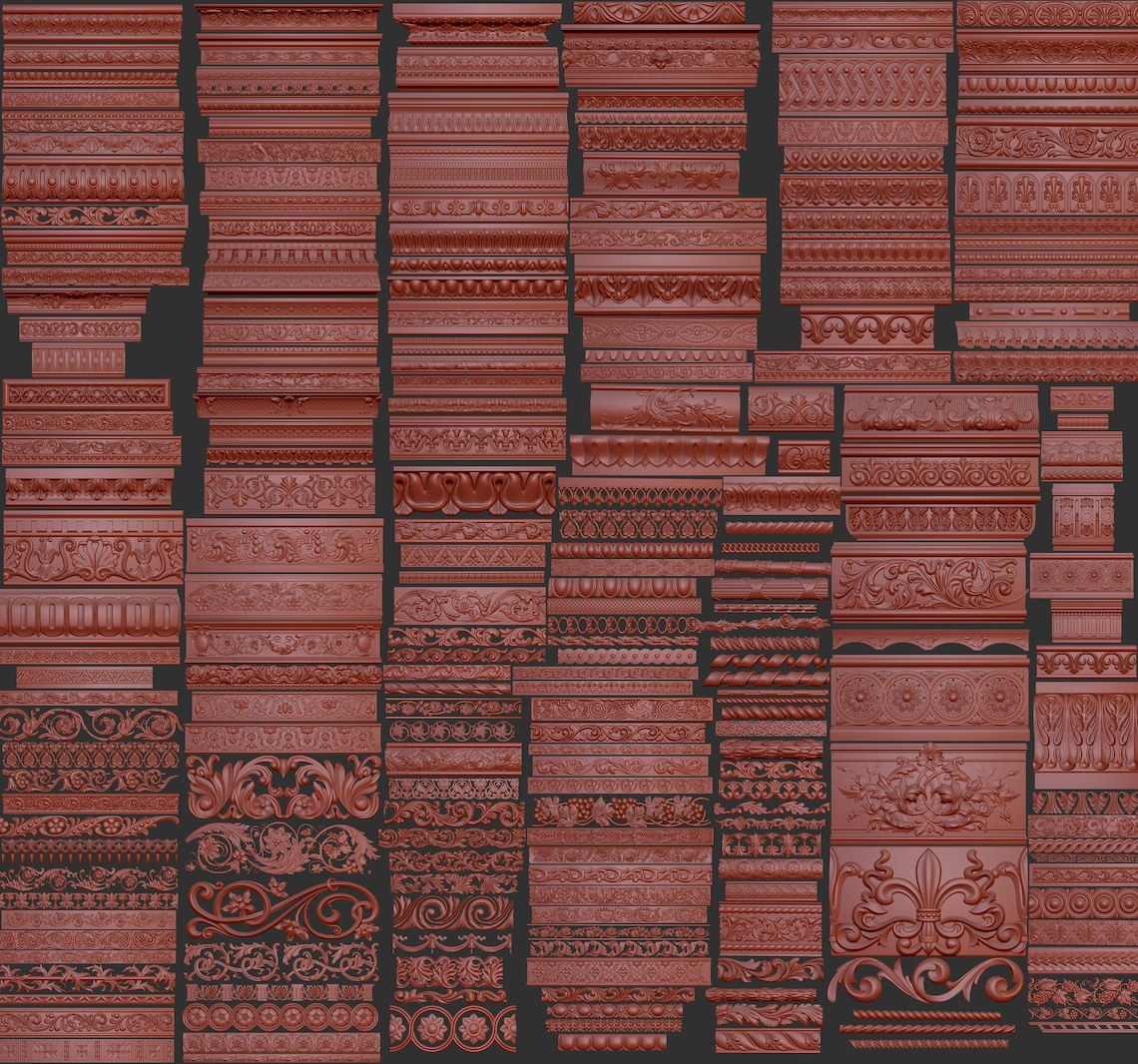 Molding Wall Moulding Trim Framings 3d Stl Models Set CNC - Etsy