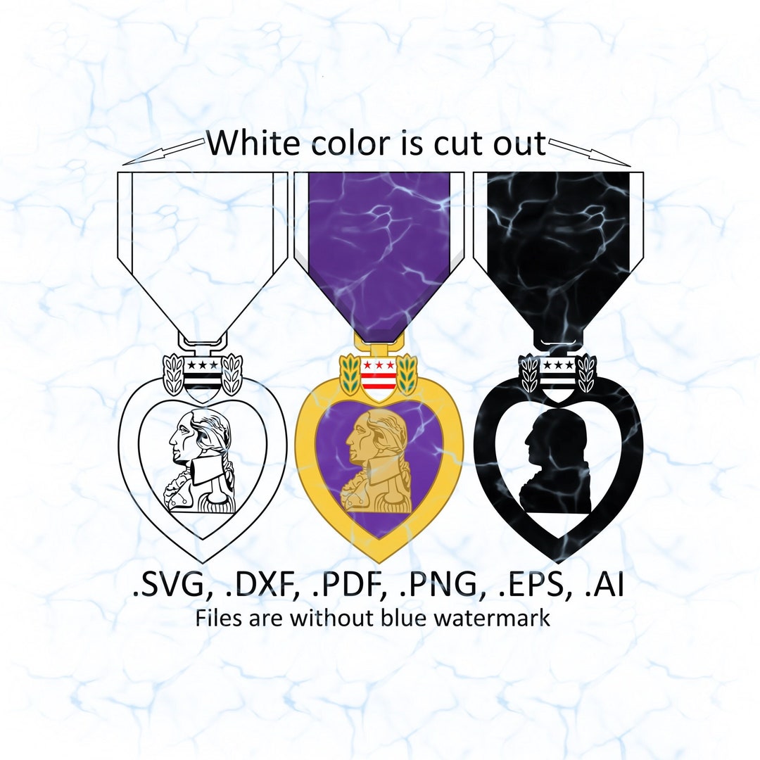 Purple Heart Svg Vector Files, Dxf, Pdf, Ai, Eps, Png, Purple Heart ...