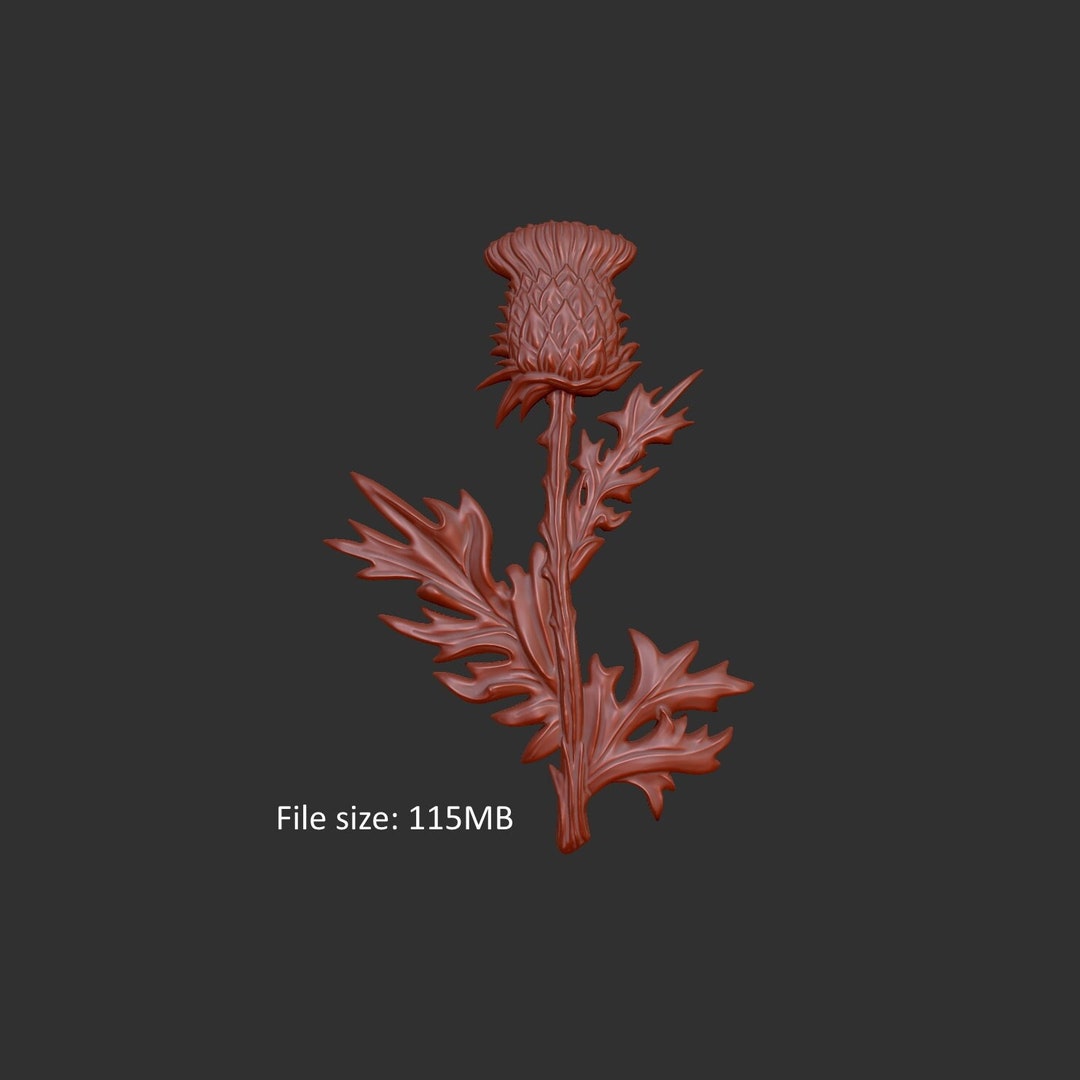 Thistle 3d Stl Model Relief Element, CNC Router Engraver, CNC Files - Etsy