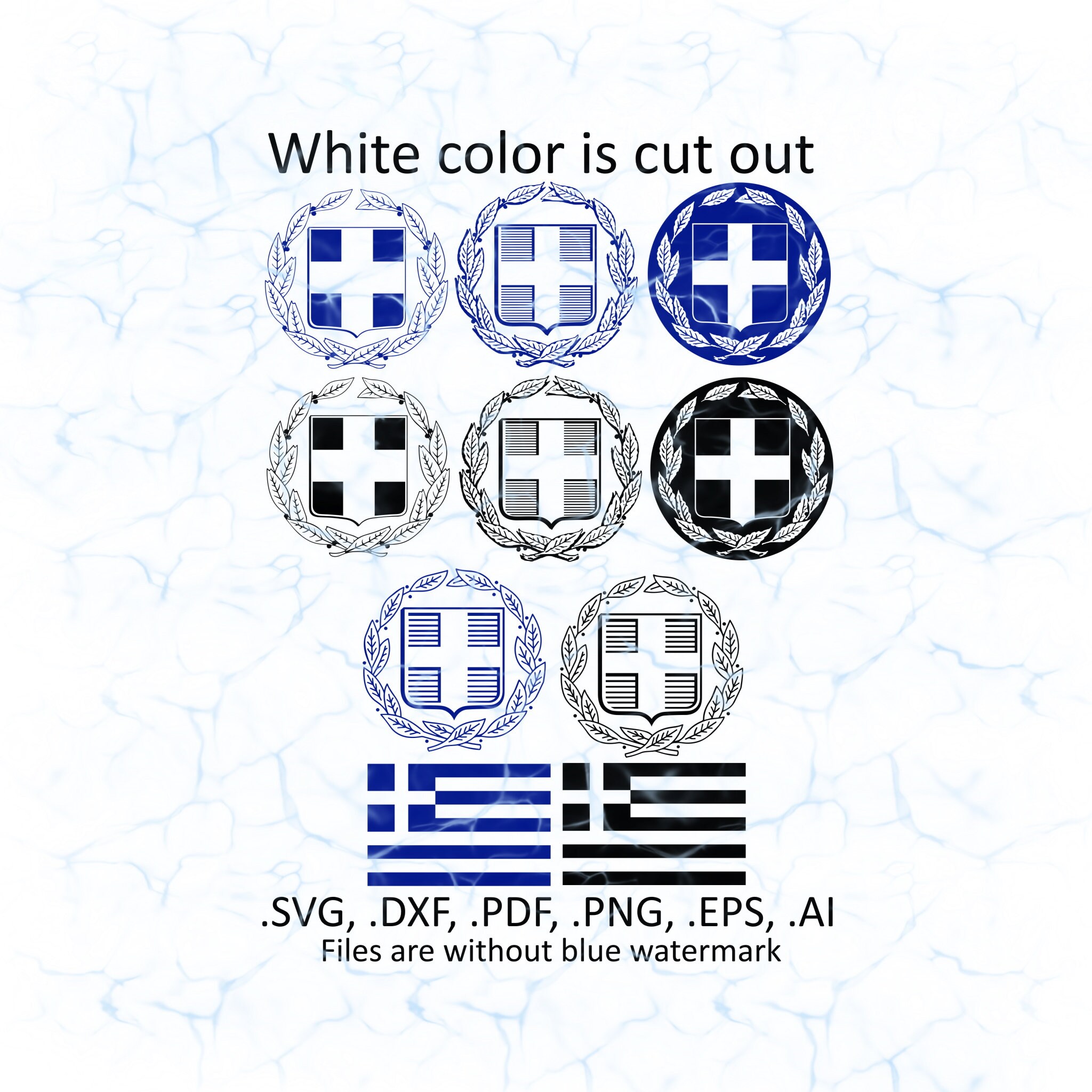 Greece Emblems and Flag Vector Svg Files, Pdf, Dxf, Ai, Eps, Png Files ...