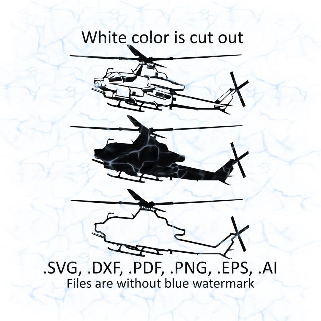 Bell AH-1Z Viper Helicopter Svg Vector Files, Dxf, Pdf, Ai, Eps, Png ...