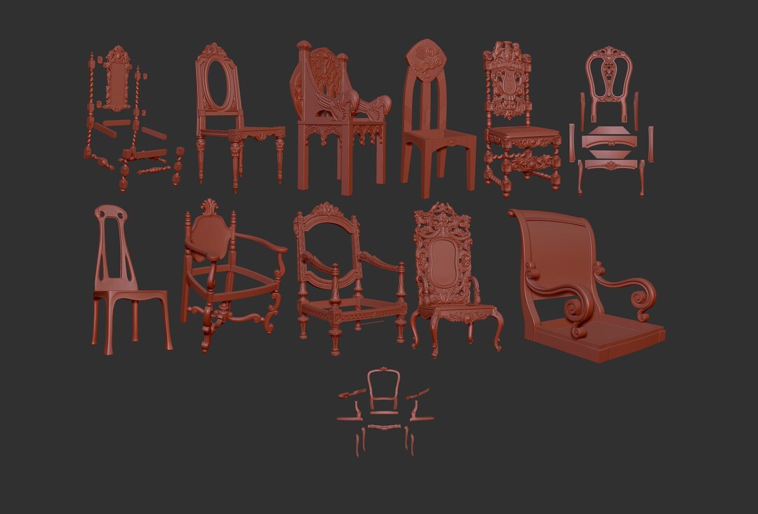 Chairs 3d Stl Models Set, CNC Router Engraver, Artcam, Aspire, CNC ...