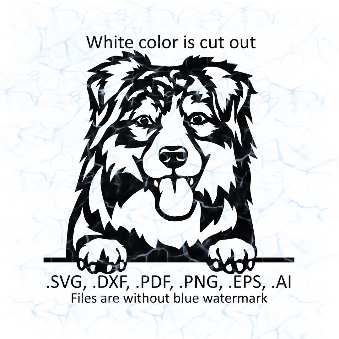 Australian Shepherd Svg Vector, Aussie Peeking Logo, Pdf, Dxf, Ai, Eps ...