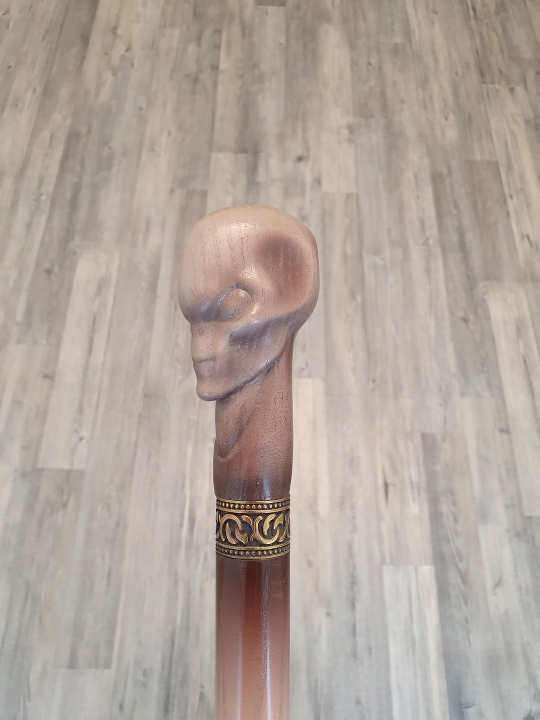 Alien Walking Stick, Wood Carved Alien Walking Cane - Etsy