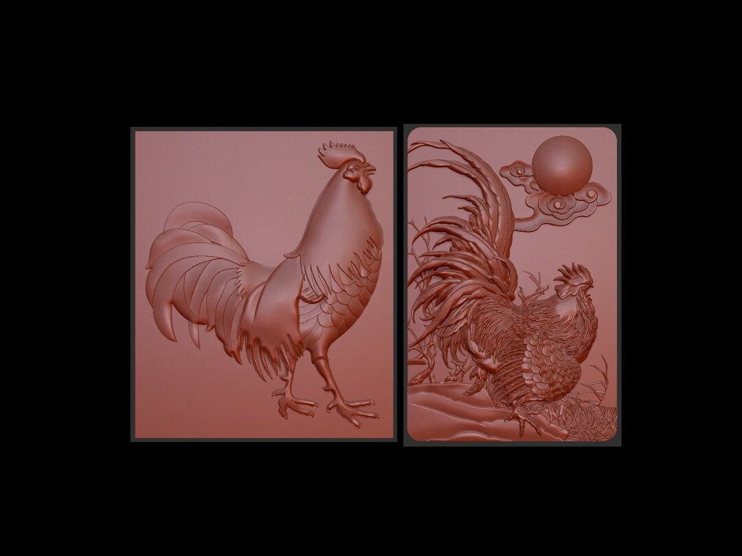 Rooster 3d Stl Model Set Wall Decor CNC Router Engraver - Etsy UK