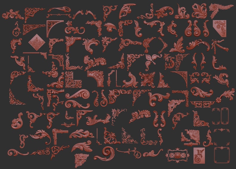 Corner Elements 3d Stl Models Set, CNC Router Engraver, Artcam, Aspire ...