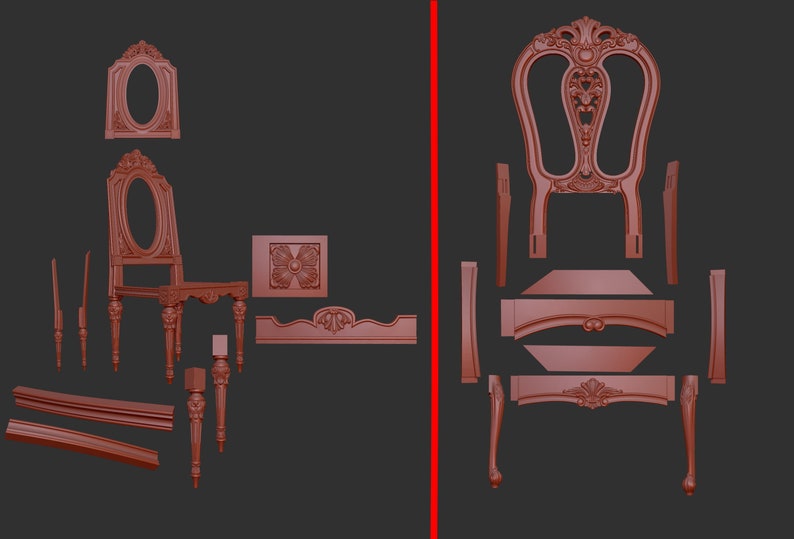 Chairs 3d Stl Models Set CNC Router Engraver Artcam Aspire - Etsy