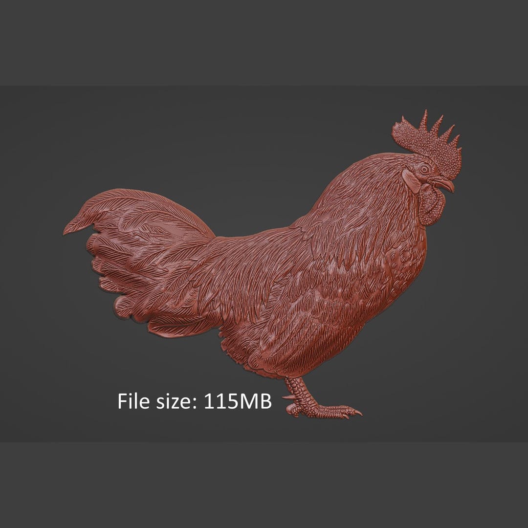 Rooster 3d .stl Model Relief Element, CNC Files - Etsy