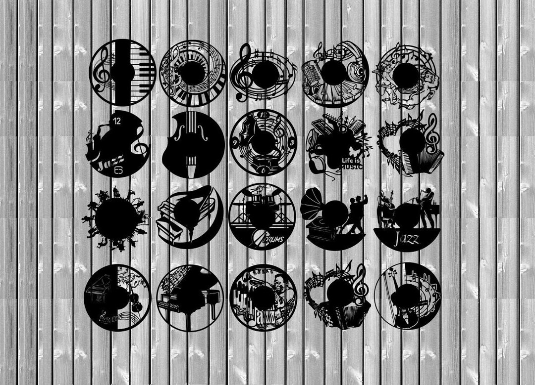 Music Clock Face Template Laser Cut Dxf, Cdr Files - Etsy