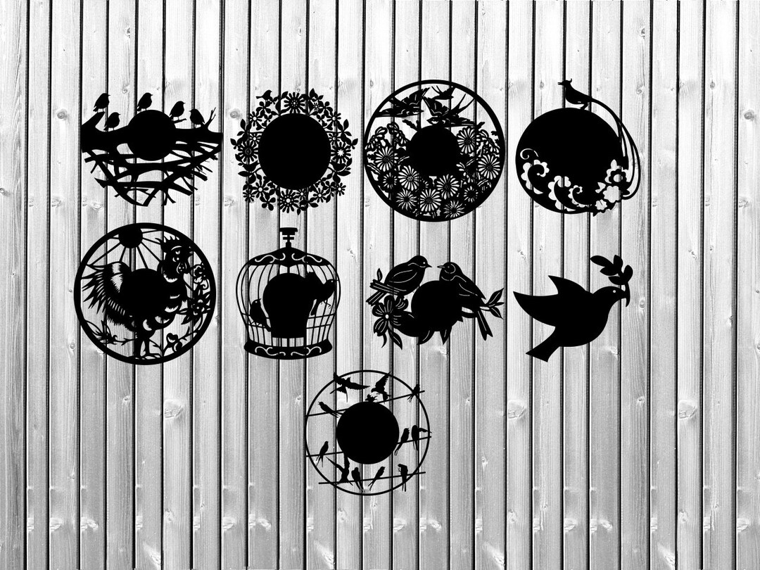 9 Birds Clock Face Template Laser Cut Dxf, Cdr Files - Etsy