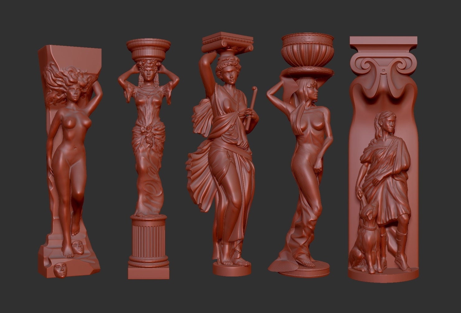 Caryatid Column 3d Stl Files Models Sculpture Statuette - Etsy Canada