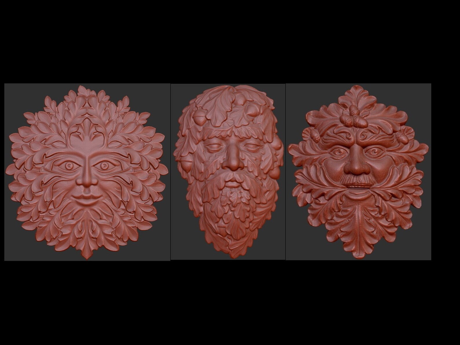 Druid Celts Oak Acorn Mask 3d Stl Model Set Relief Element - Etsy India