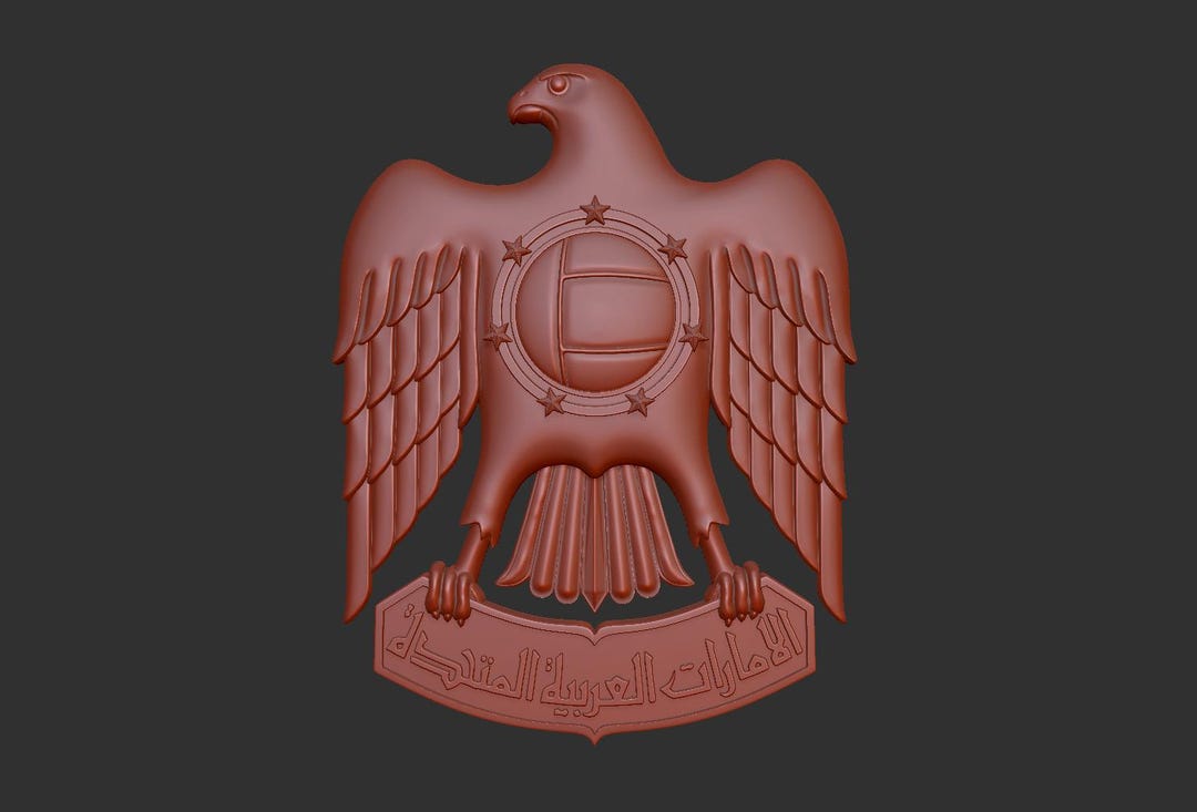 UAE Emblem Stl 3d Model Relief Element, United Arab Emirates Coat of ...