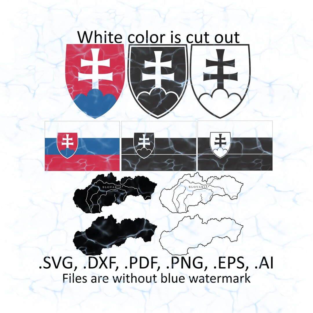 Slovakia Emblem, Flag, Outline, Map Svg, Dxf, Pdf, Eps, Ai, Png Files ...