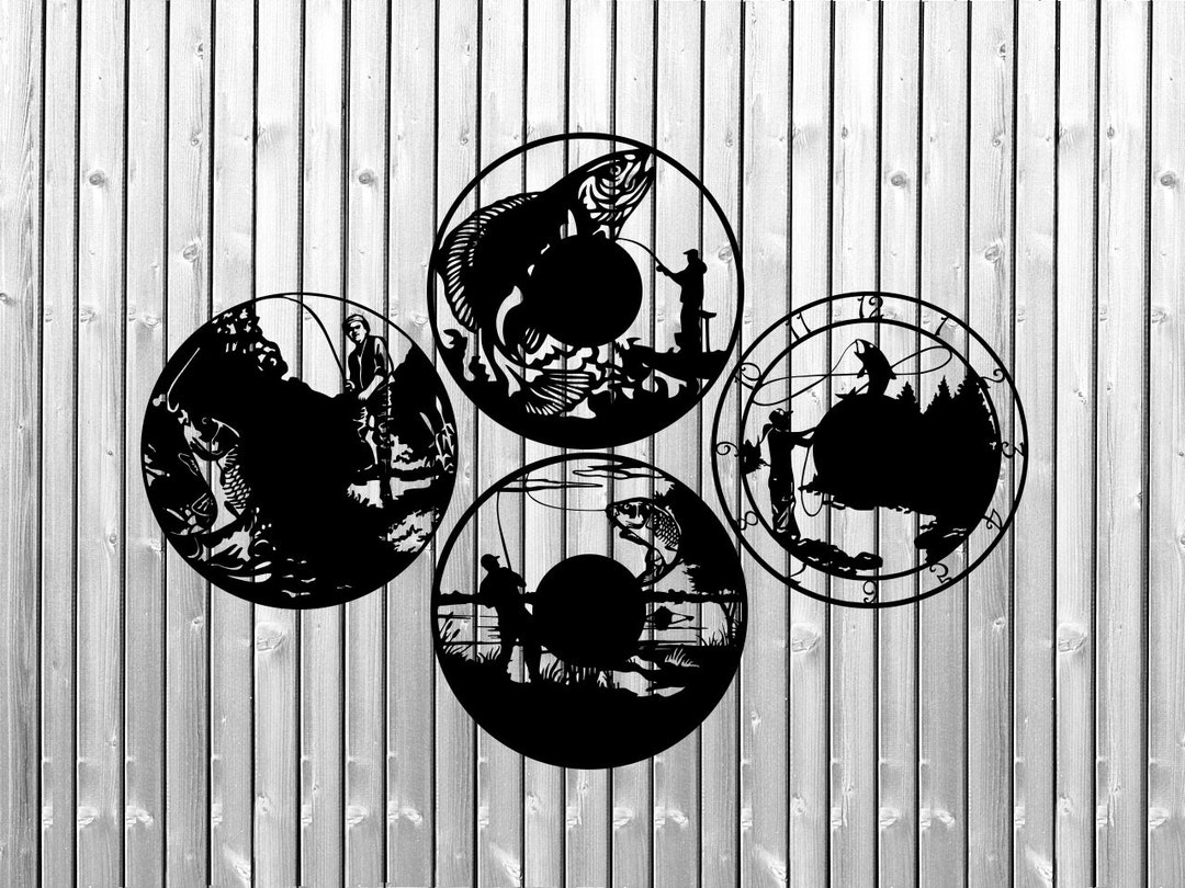 4 Fishing Clock Face Template Laser Cut Dxf, Cdr Files - Etsy Canada