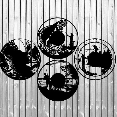 Fishing Clock Face Laser File Svg Pdf Eps Png Cdr - Etsy