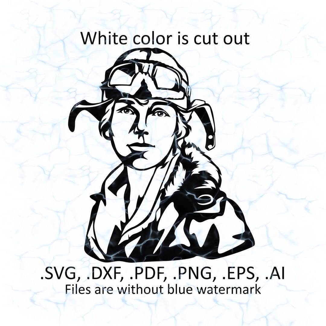 Amelia Earhart Svg Vector Files, Dxf, Pdf, Ai, Eps, Png - Etsy
