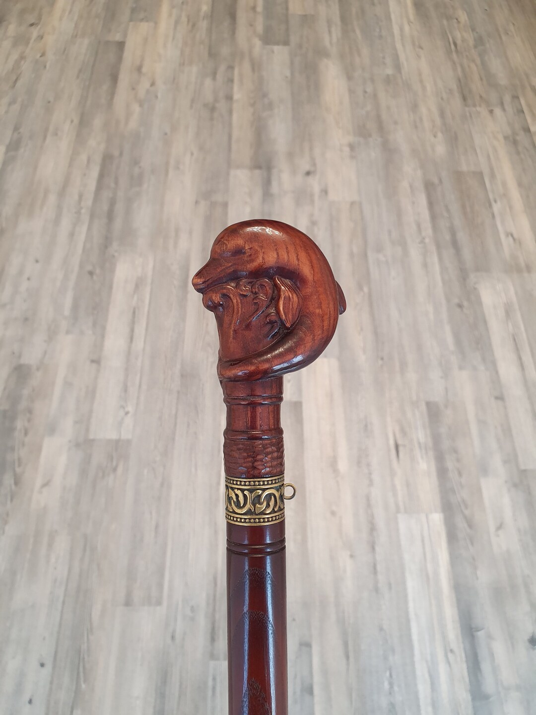 Dolphin Walking Stick, Wood Carved Dolphin Walking Cane - Etsy