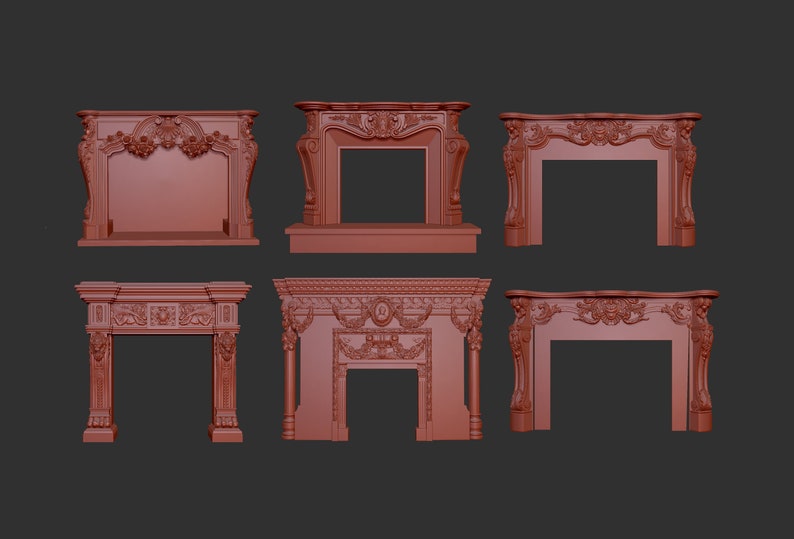 Decorative Fireplaces 3d Stl Models Set, CNC Router Engraver, Artcam ...