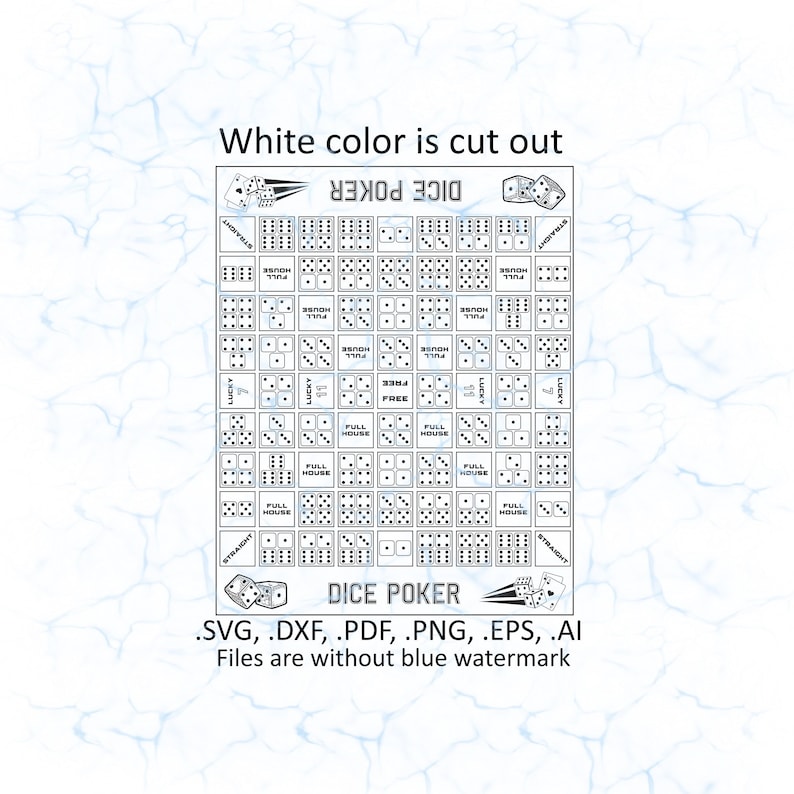 Dice Poker Board Game Svg Vector, Pdf, Dxf, Ai, Eps, Png Files - Etsy