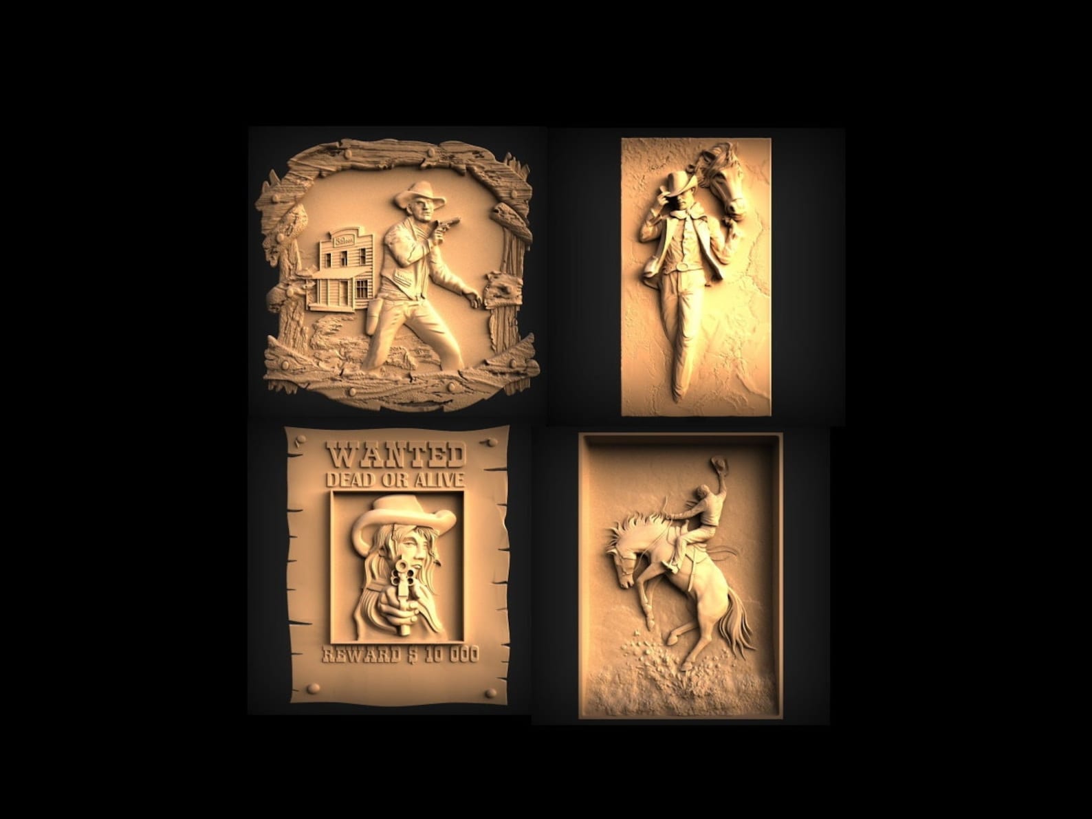 Cowboy Wild West 3d Stl Model Set Wall Decor CNC Router - Etsy