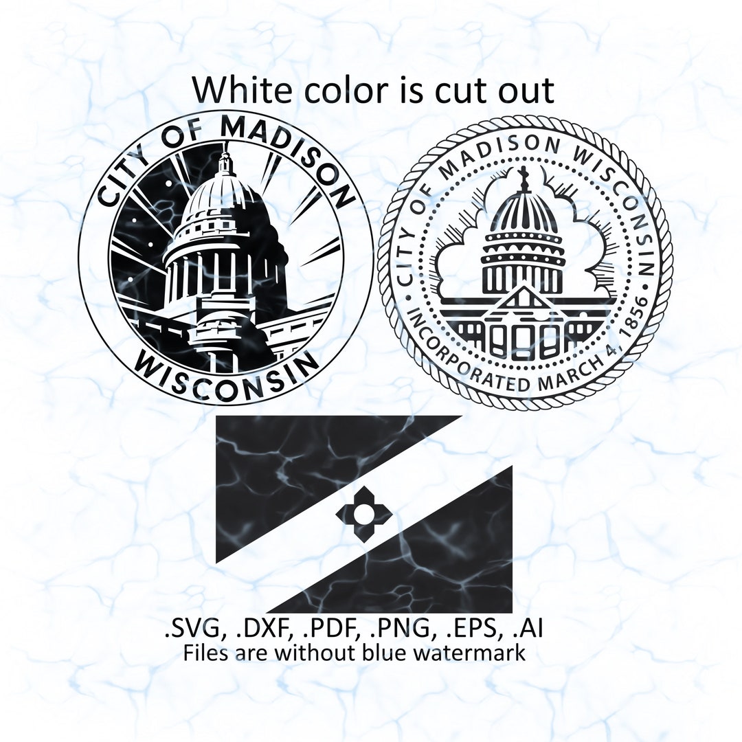 Madison City Flag and Seal Vector Svg Files, Dxf, Pdf, Ai, Eps, Png ...