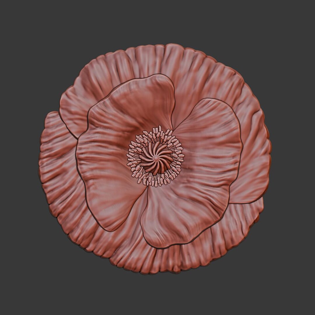 Red Poppy Flower Stl 3d Model Relief Element, CNC Files - Etsy