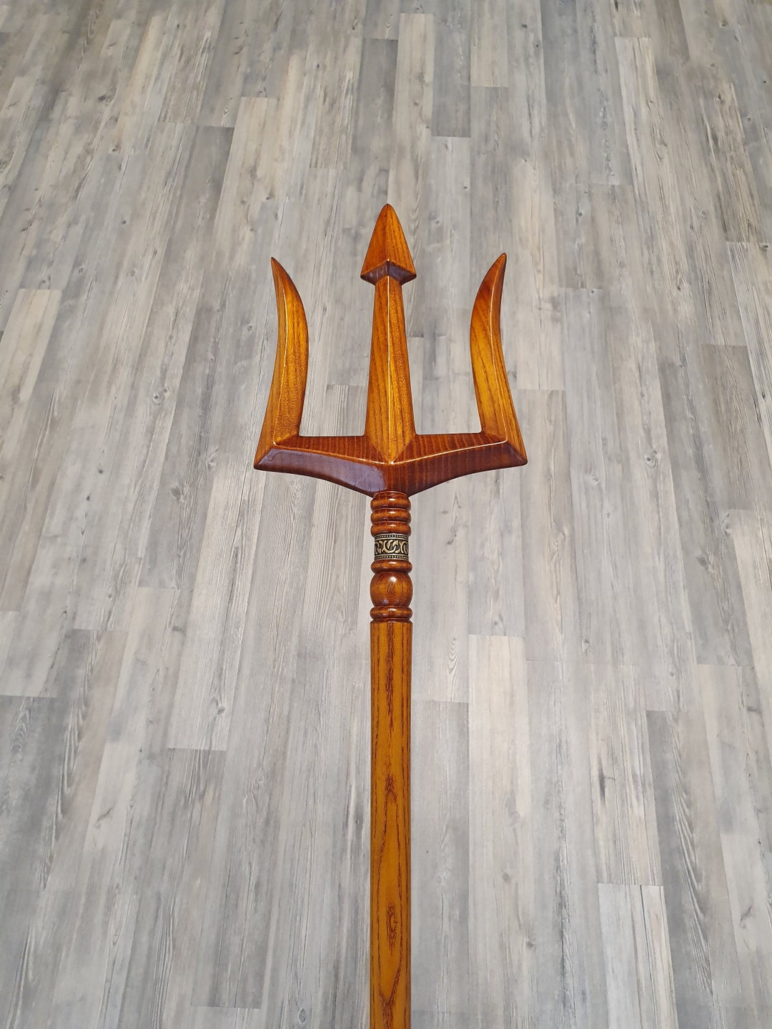 Trident Walking Staff, Wooden Trident Collapsible Walking Stick - Etsy