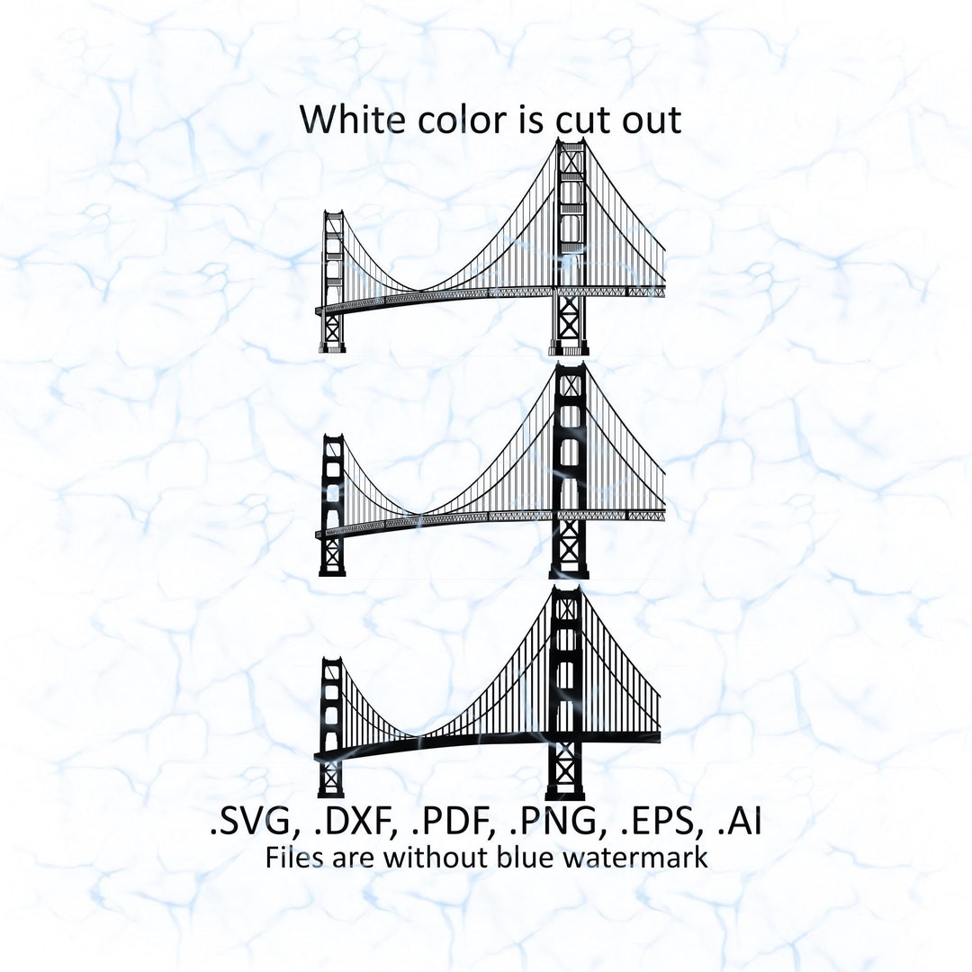 Golden Gate Bridge Svg Vector Files, Dxf, Pdf, Ai, Eps, Png - Etsy UK