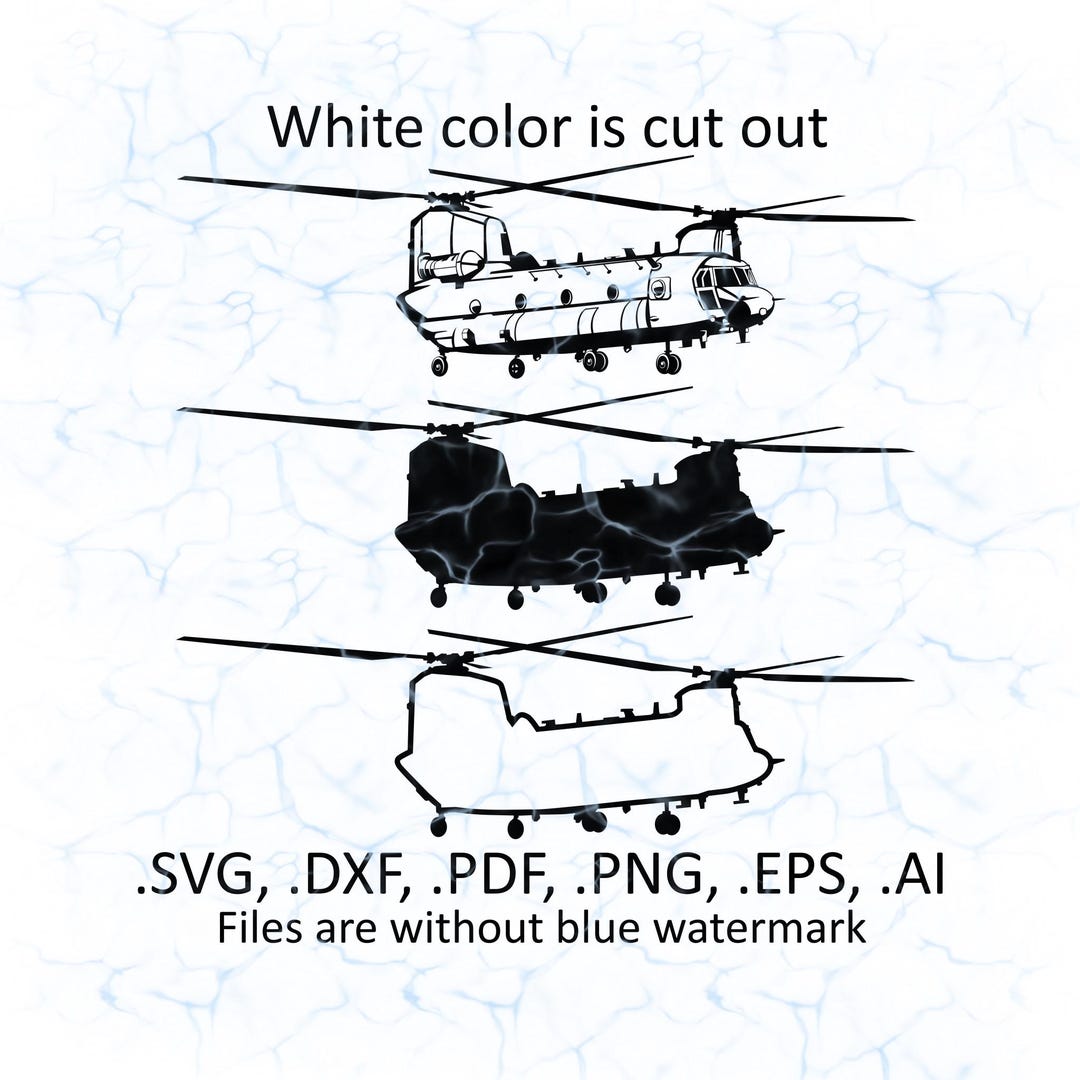 CH-47 Chinook Svg Vector Files, Dxf, Pdf, Ai, Eps, Png Files, Boeing ...