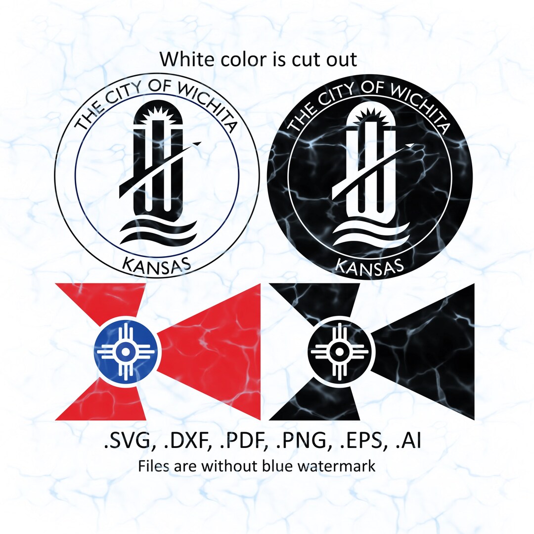 Wichita City Flag and Seal Vector Svg Files, Dxf, Pdf, Ai, Eps, Png ...