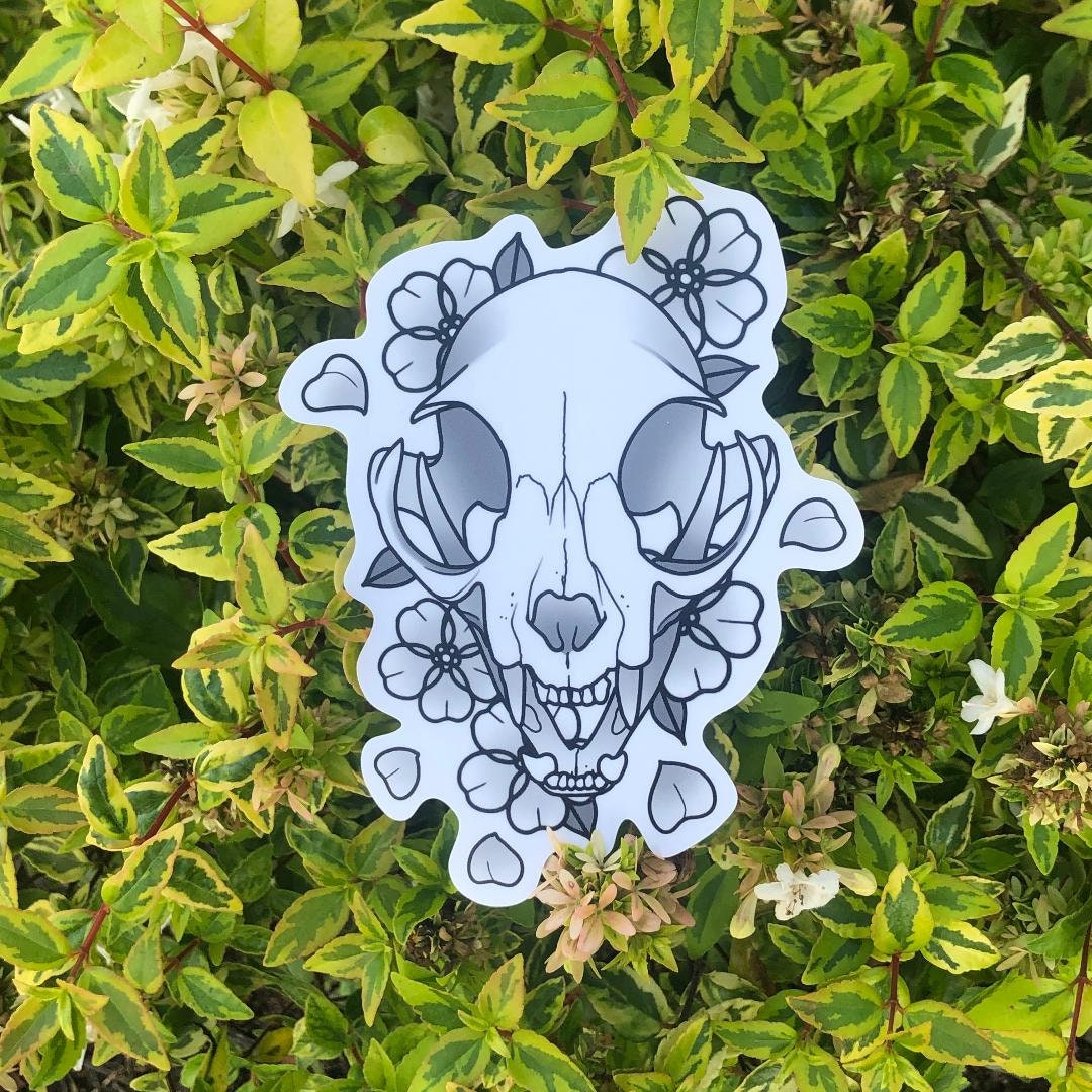 Cat Skull Sticker - Etsy