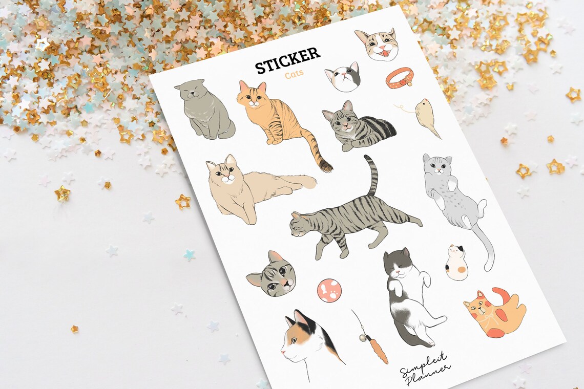 Stickers Sheet Cats Sticker Printable Sticker for Planner - Etsy