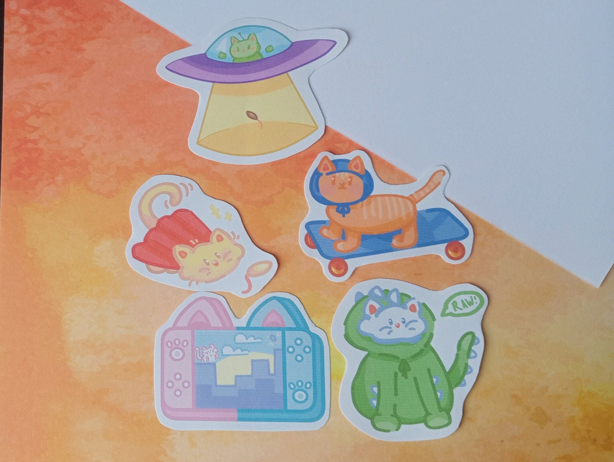 Cute Chibi Cat Stickers 5 Pack - Etsy