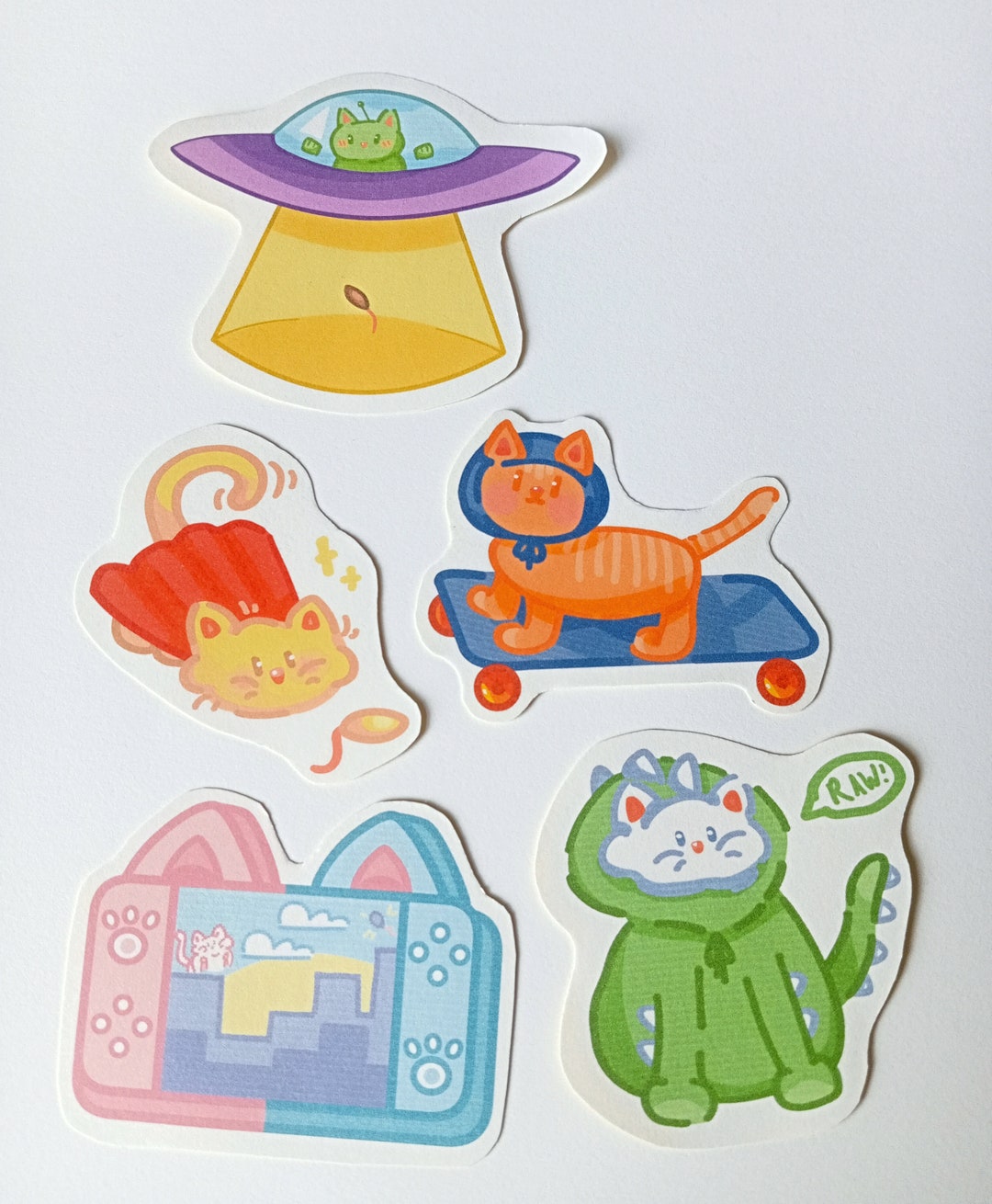 Cute Chibi Cat Stickers 5 Pack - Etsy