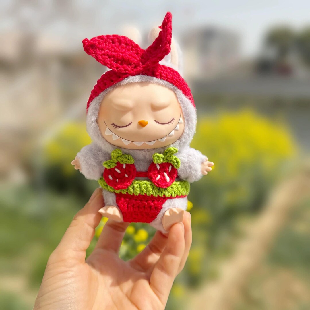 Cute Bikini Outfit for 17cm Labubu Dolls – Strawberry, Orange, Dragon ...