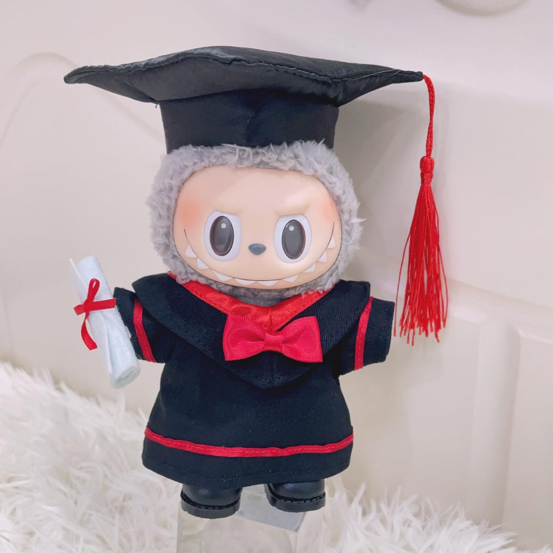 Graduation Outfit for Labubu – Cap, Gown, Glasses & Loafers Set – Fits ...