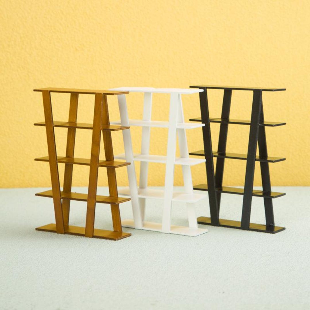 1:12 Dollhouse Miniature Ladder Shelf – Wooden Open-frame Display Rack ...