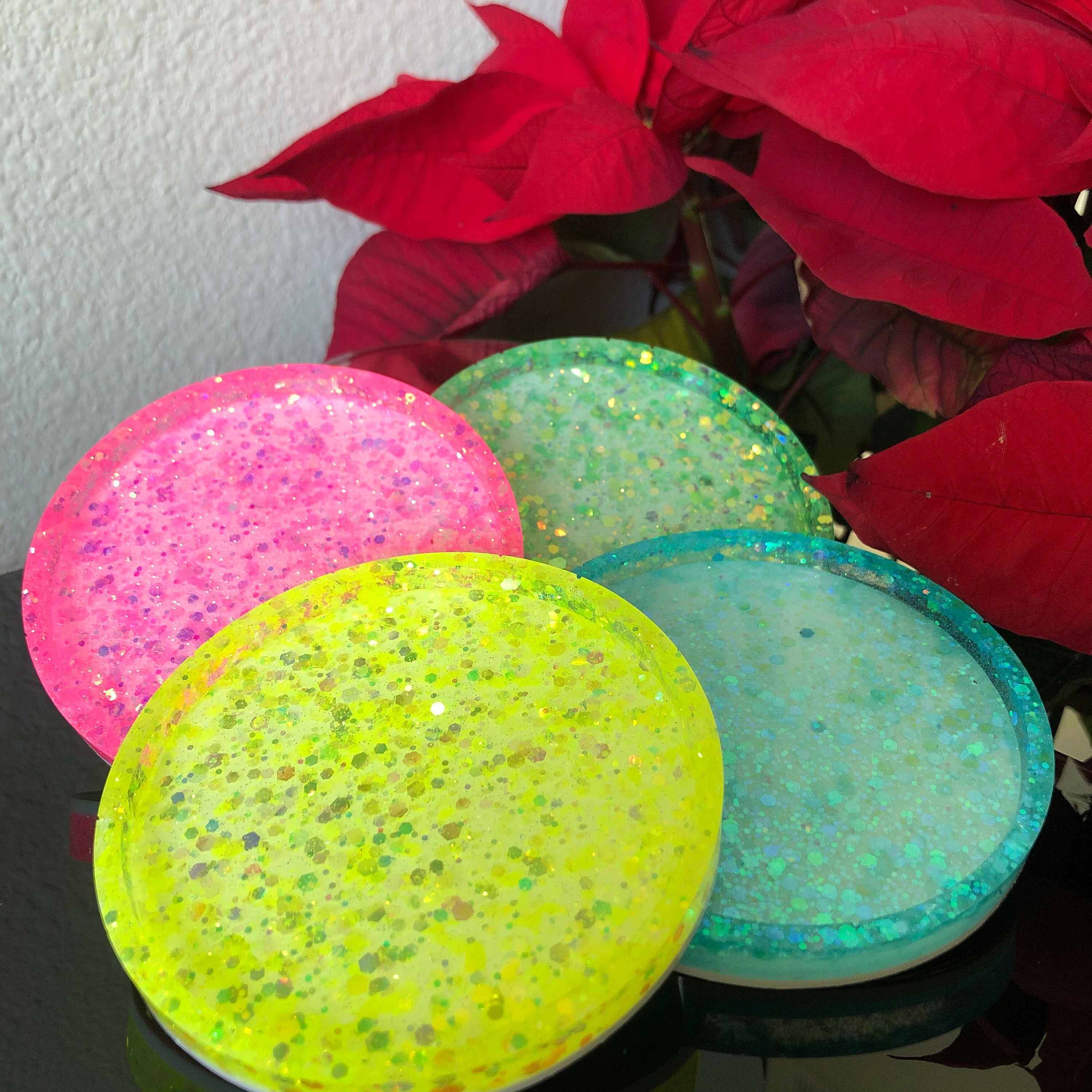 Glitter Coaster Glitter Epoxy Coaster Glitter Coaster Set | Etsy