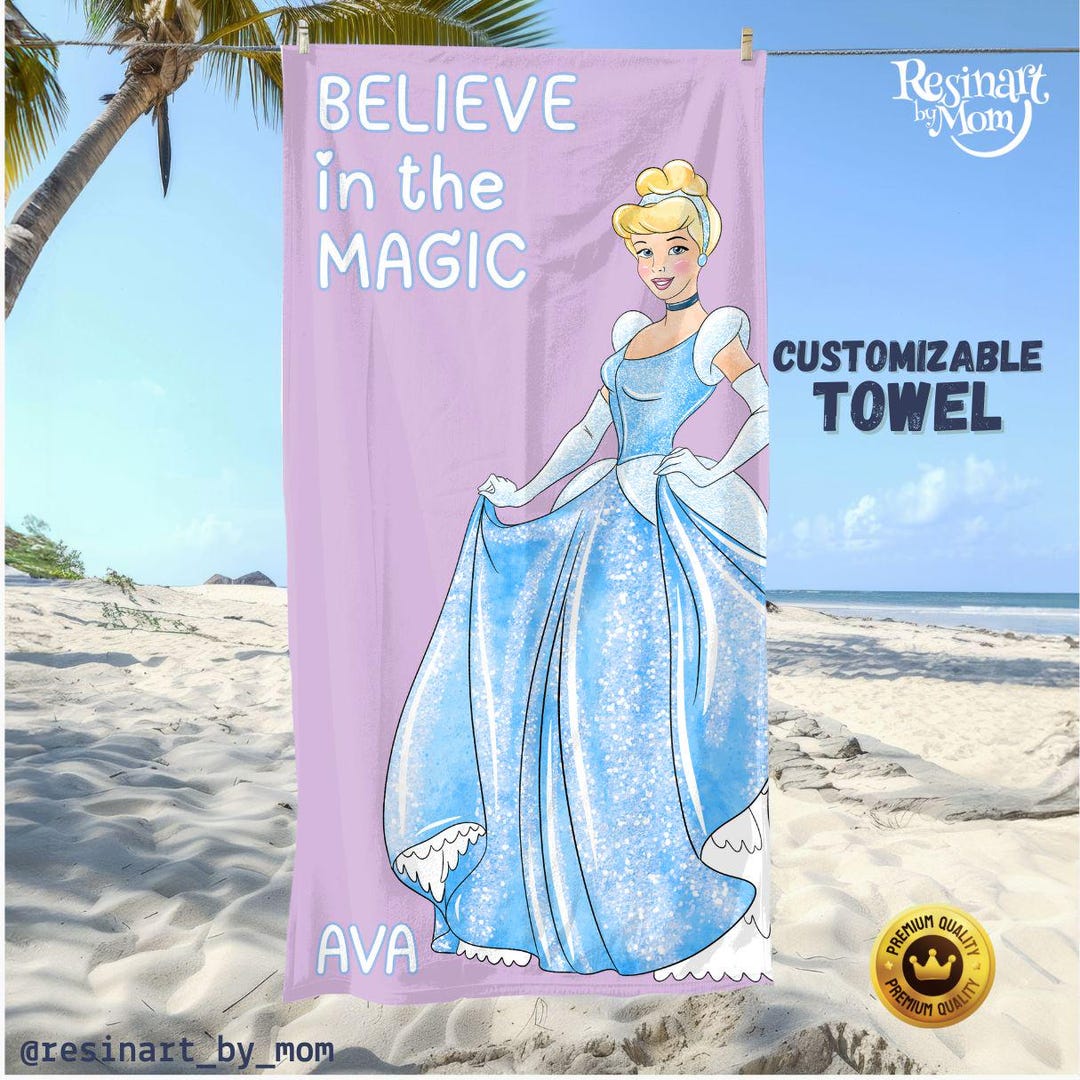 Cinderella Beach Towel, Personalized Beach Towel, Beach Towel Gift ...