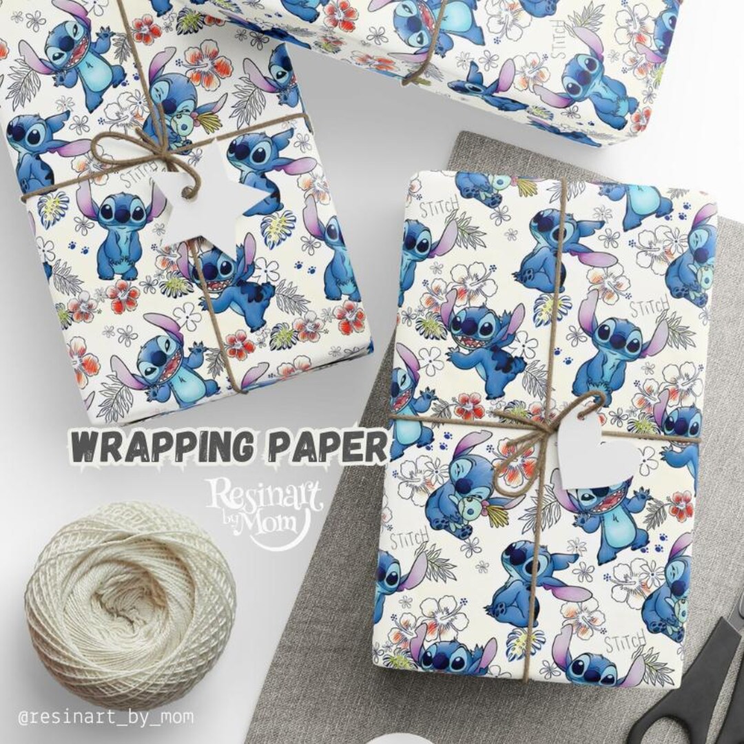 Christmas Wrapping Paper, Stitch Wrapping Paper, Custom Gift Wrap for ...