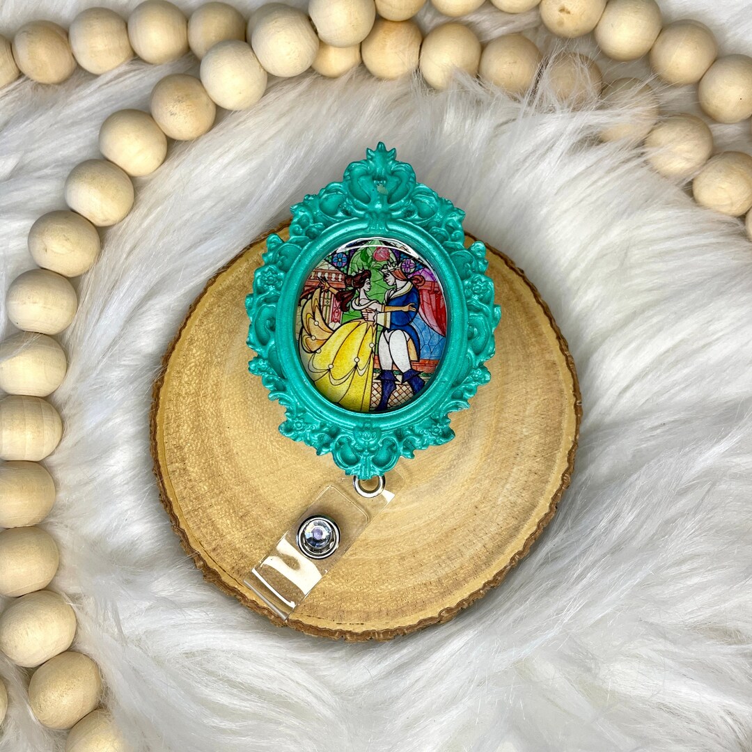 Beauty and the Beast Badge / Belle Badge Reel / Disney Badge Holder - Etsy