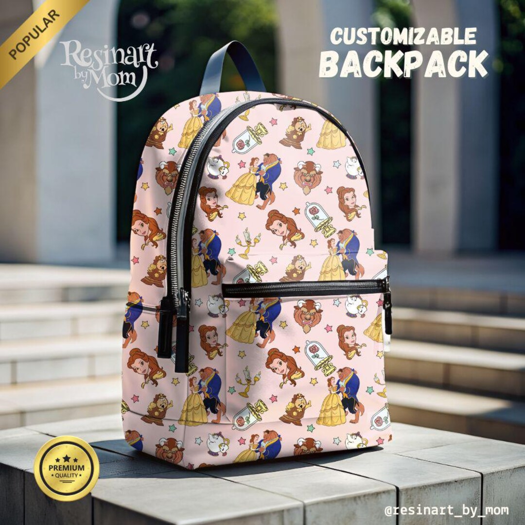 Beauty and the Beast Backpack, Disney School Bag, Customizable - Etsy