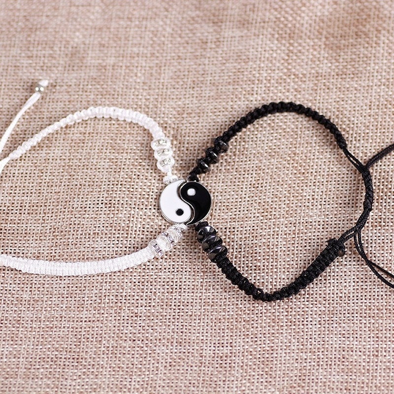 Couple Bracelets Alloy Pendant Adjustable Braid Chain Bracelet Necklace ...