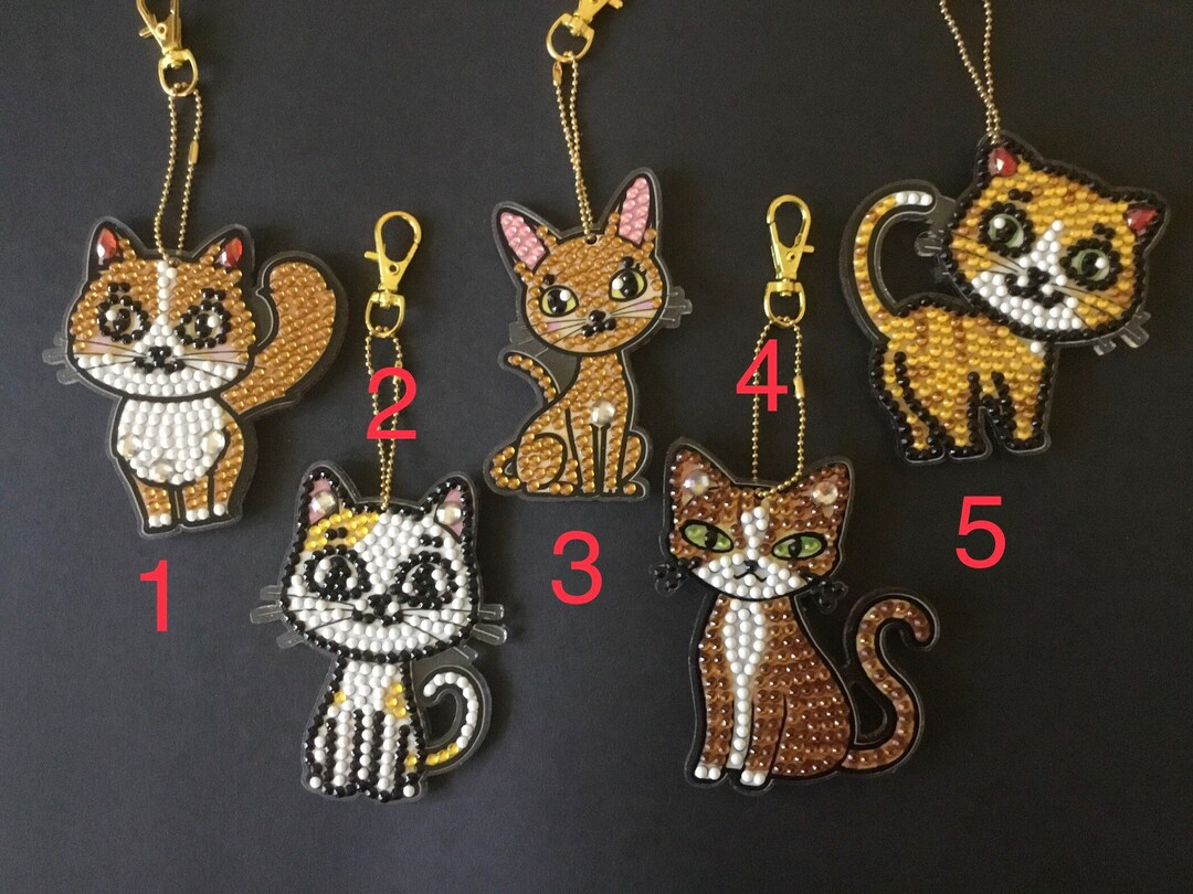 Rhinestone Cat Key Chains - Etsy