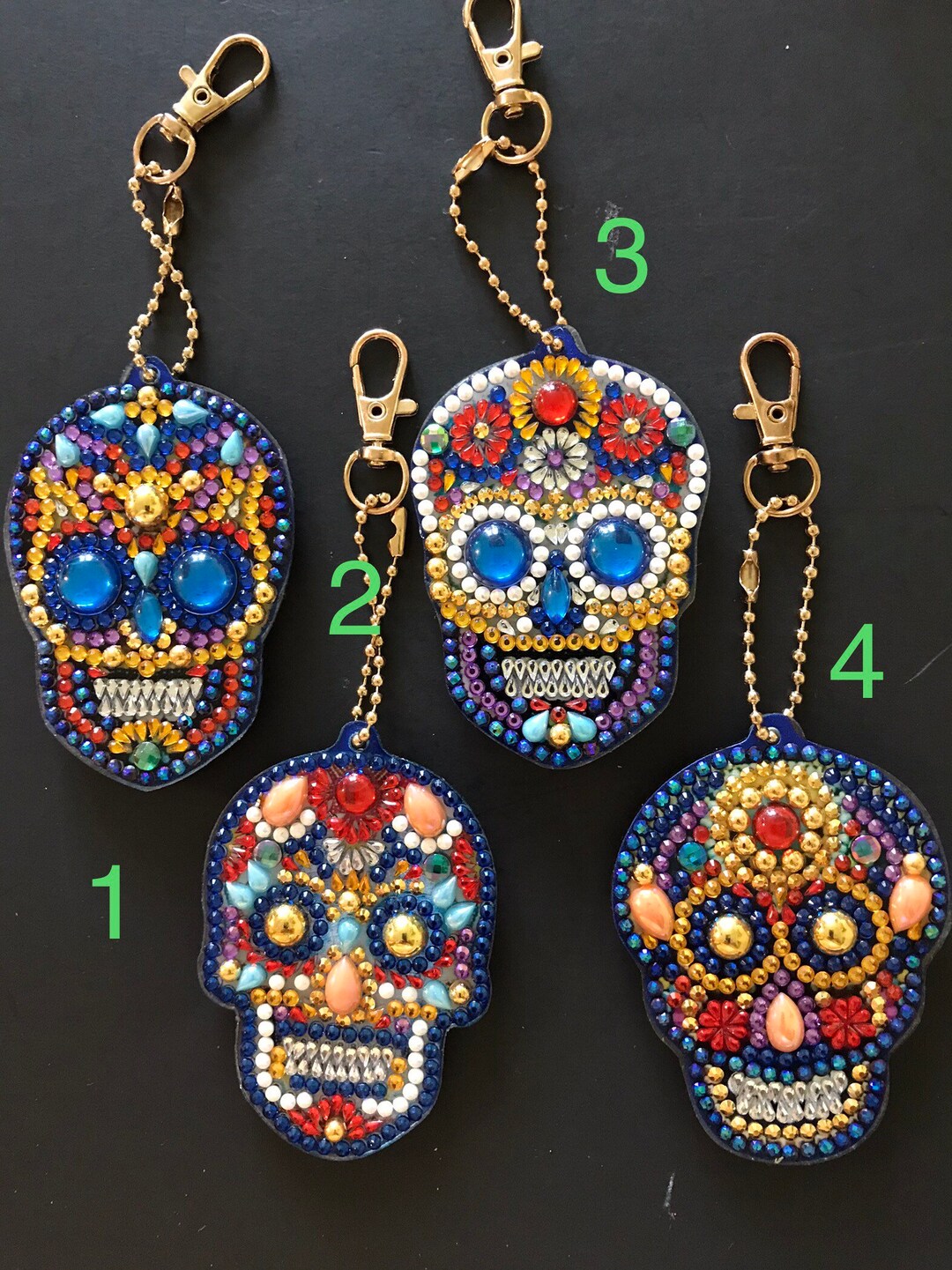 Rhinestone Sugar Skull Key Chains - Etsy