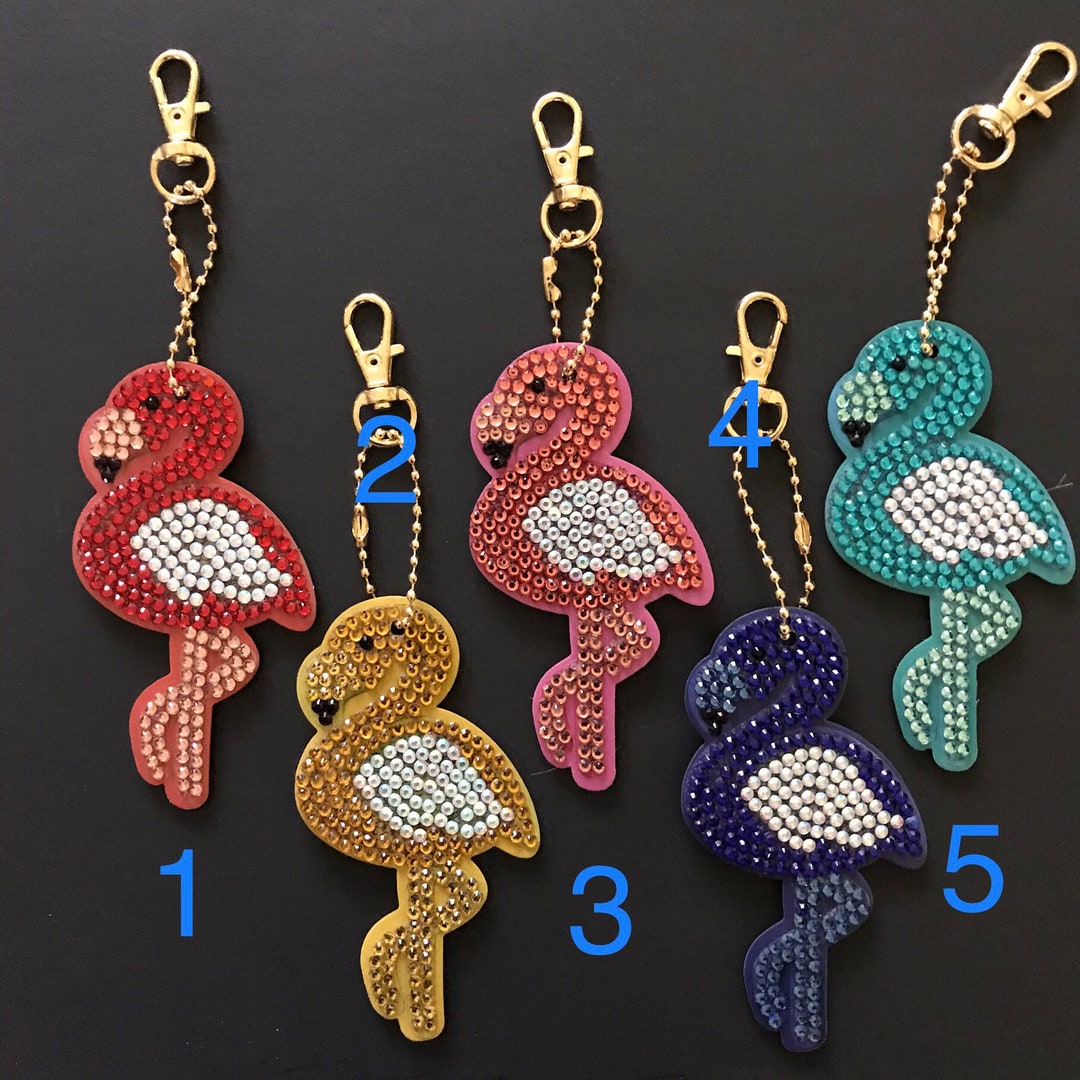 Rhinestone Flamingo Key Chains - Etsy