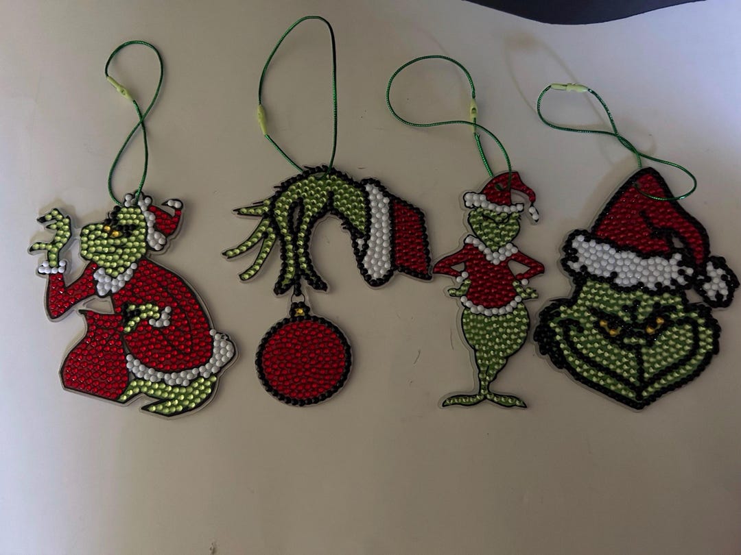 Beaded Grinch Christmas Ornaments, Set of 4 - Etsy