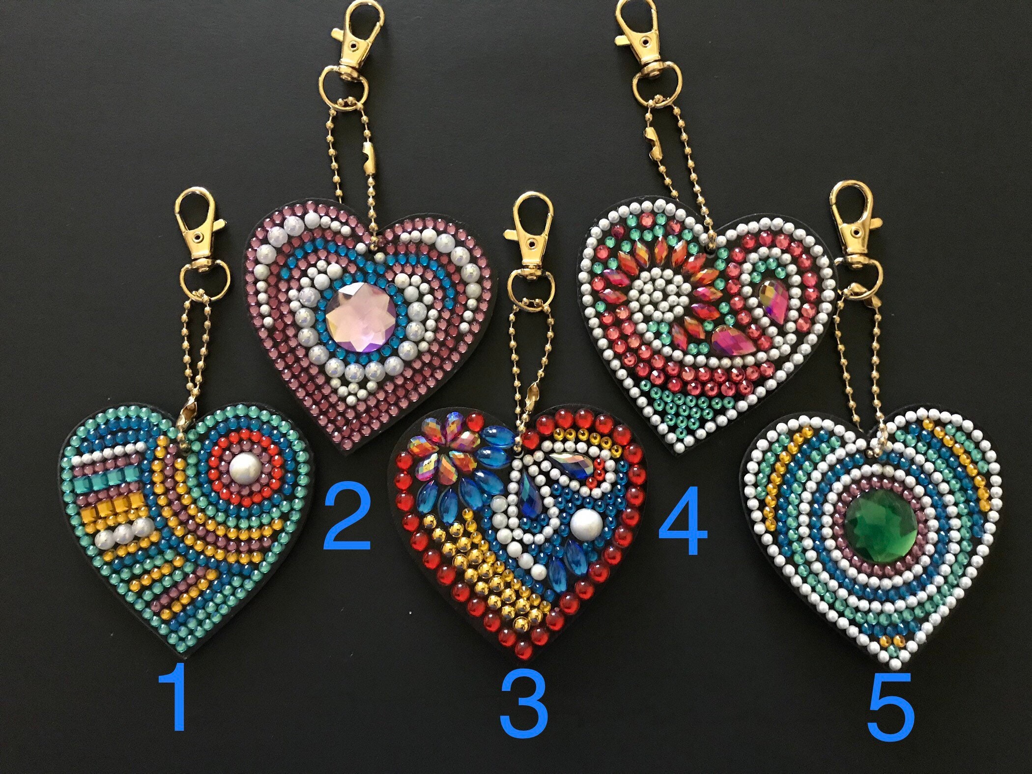 Rhinestone Heart Key Chains | Etsy