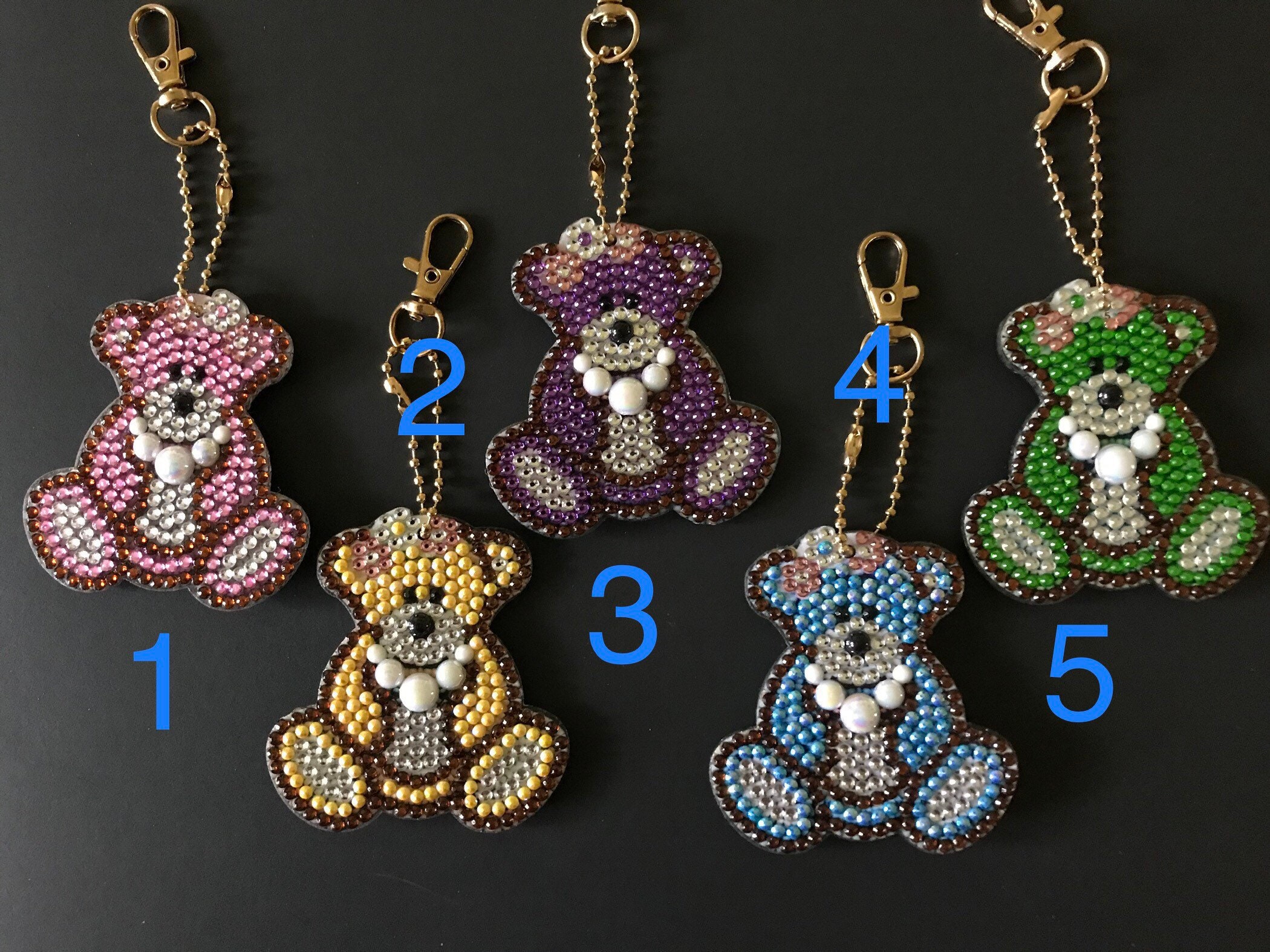 Rhinestone Teddy Bear Key Chains - Etsy